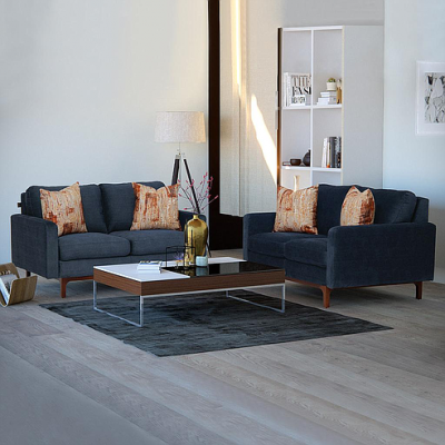 Juego de Sala Boal 5 puestos ( 3 - 2 ) en tela Ian azul Porsche ...