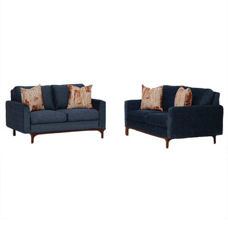 Juego de Sala Boal 5 puestos ( 3 - 2 ) en tela Ian azul Porsche ...