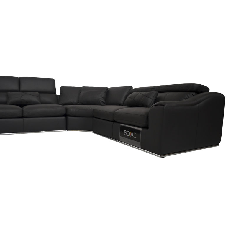 Juego de Sala Boal Curvo Tune en Piel Bull Negro - AnconStore