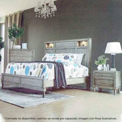 Juego de recamara queen con 2 mesitas de noche modelo Daphne color gris ...